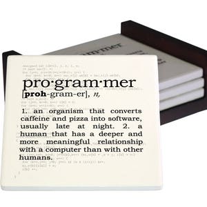 Programmer Definition Coaster Set - Ceramic Tile With Cork Back - 4 ...