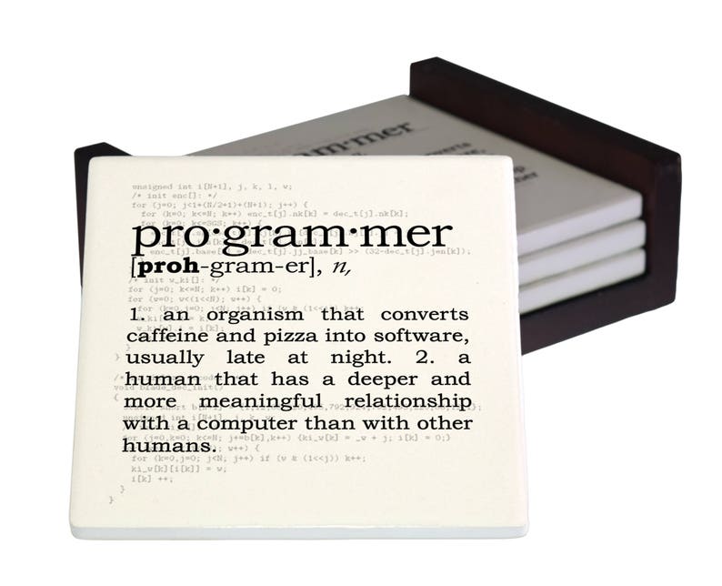 Programmer Definition Coaster Set Sandstone Tile with Cork | Etsy