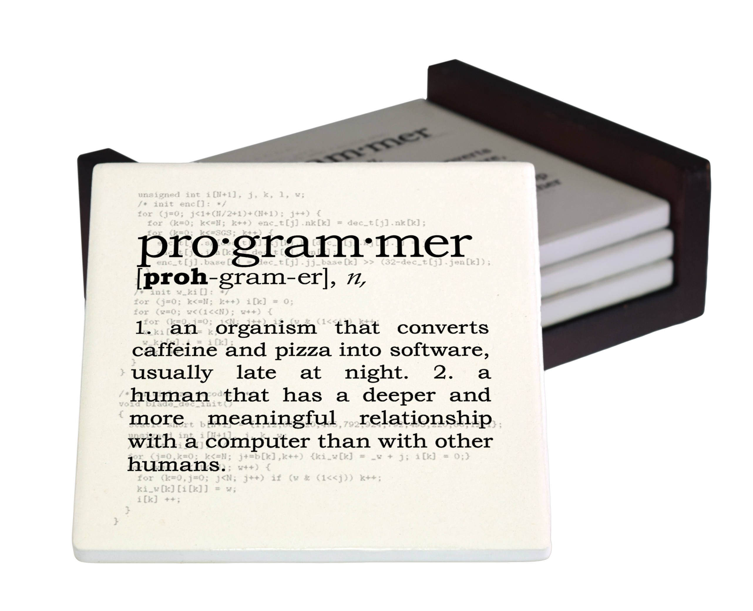 Programmer Definition Coaster Set Sandstone Tile with Cork | Etsy