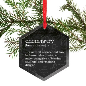 Christmas Ornament - Funny Definition of Chemistry - Beveled Glass - Etsy