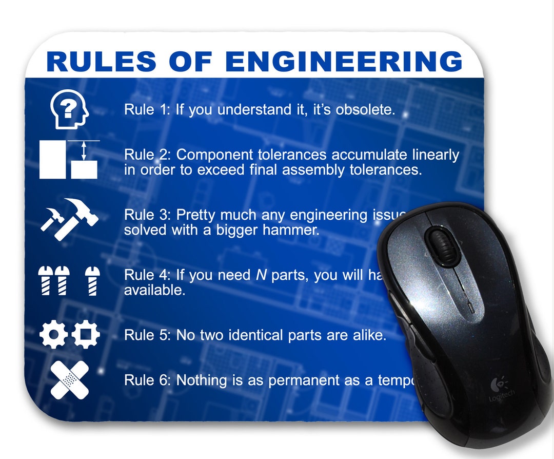 Rules of Engineering Funny Mouse Pad - Etsy