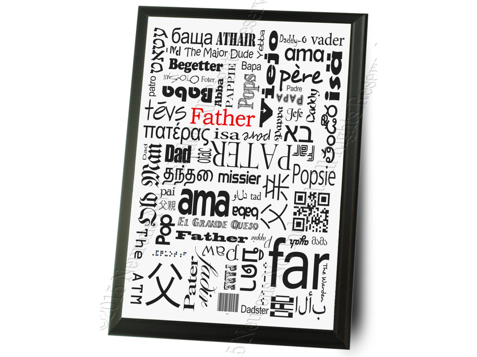 Father's Day Gift - Father in Many Languages Wall Wood Sign Plaque With ...