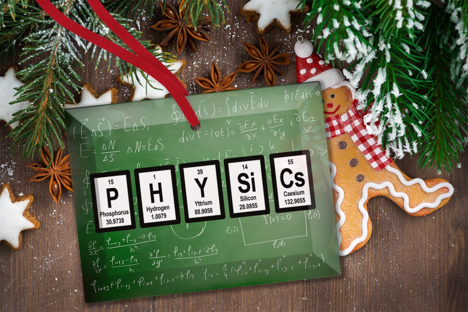 Periodic Table Physics Green Chalkboard Image Beveled Glass Ornament - Etsy