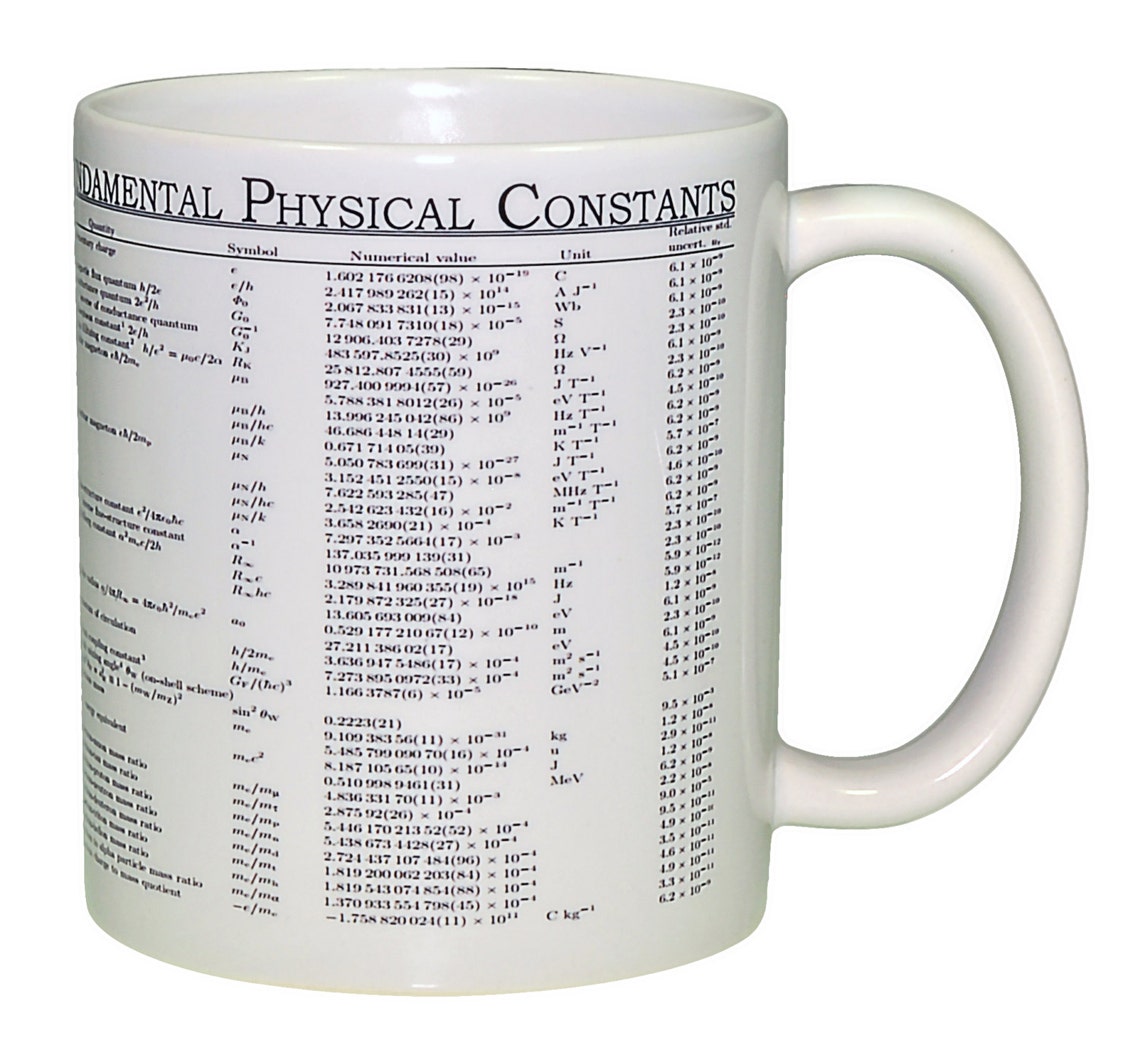 Physics Chart Coffee or Tea Mug Recommended Values of the - Etsy