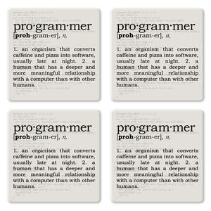 Programmer Definition Coaster Set - Ceramic Tile With Cork Back - 4 ...