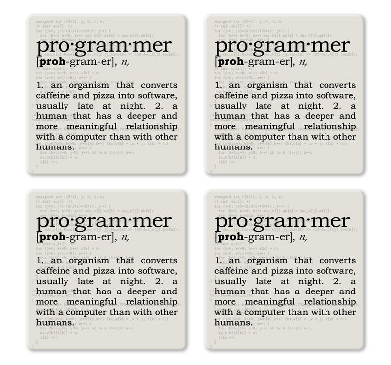 Programmer Definition Coaster Set Ceramic Tile With Cork - Etsy