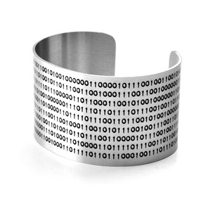 Binary Computer Coding Image Aluminium Geekery Cuff Jewelry - Etsy