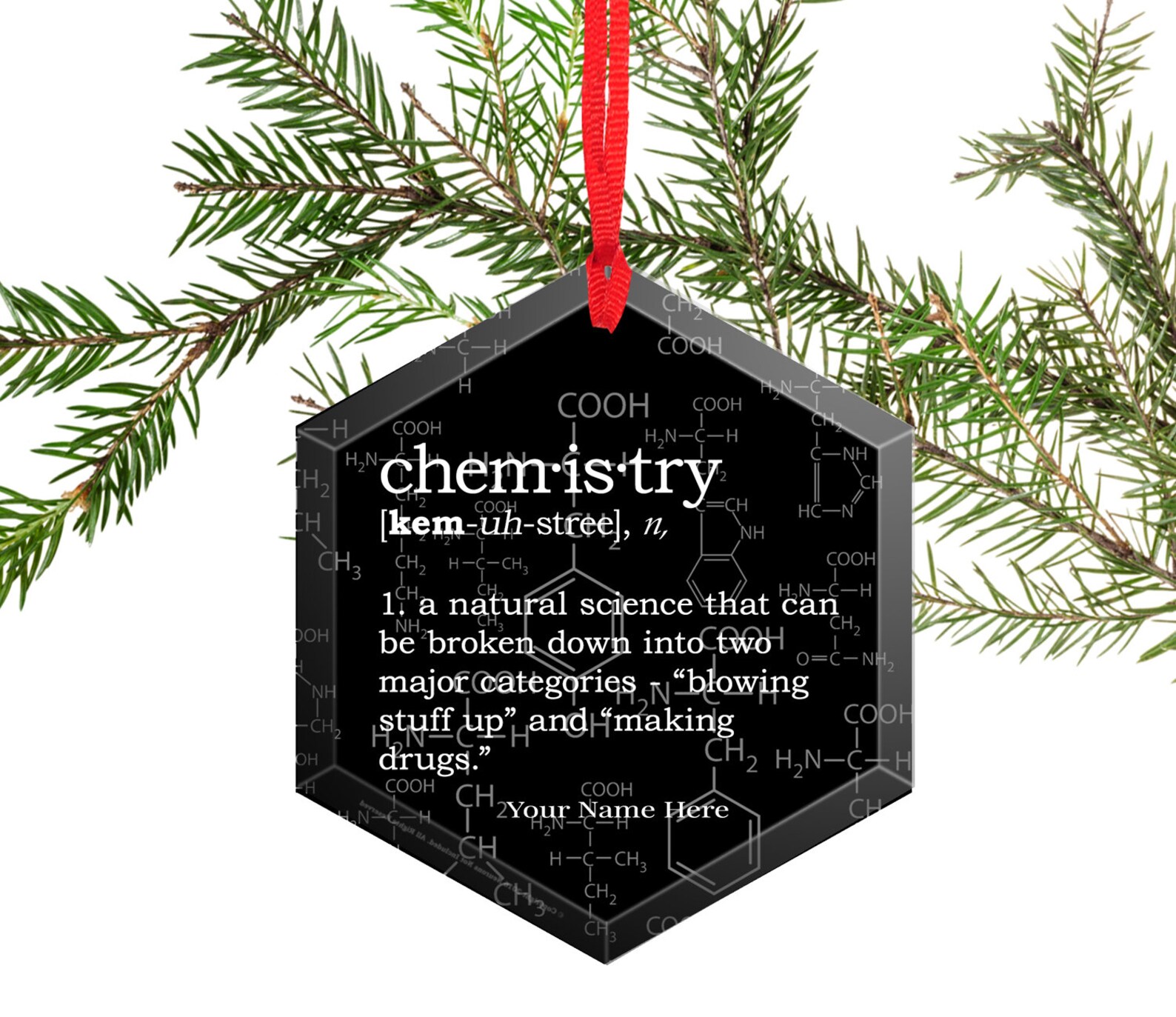 Christmas Ornament - Funny Definition of Chemistry - Beveled Glass - Etsy