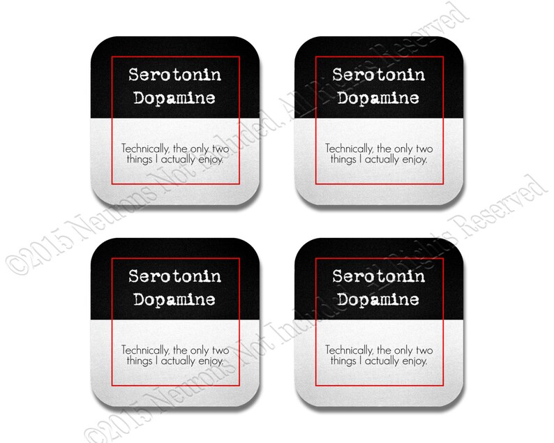 Science Coasters Serotonin and Dopamine Quote Neoprene 4 | Etsy