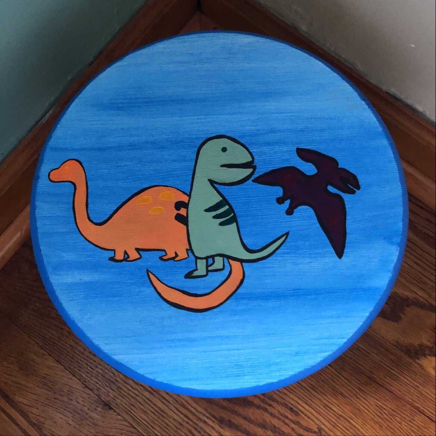 DINOSAUR Custom Hand-painted Stool | Nursery Decor | Baby Shower Gift ...