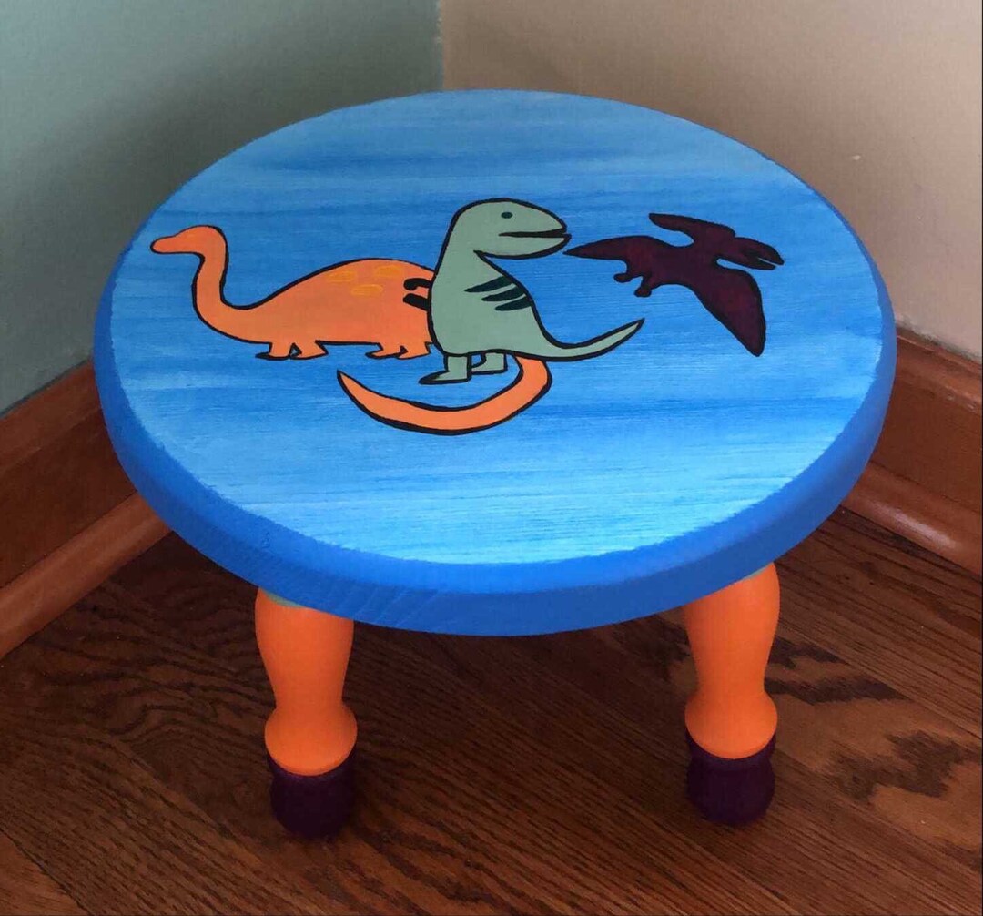 DINOSAUR Custom Hand-painted Stool | Nursery Decor | Baby Shower Gift ...