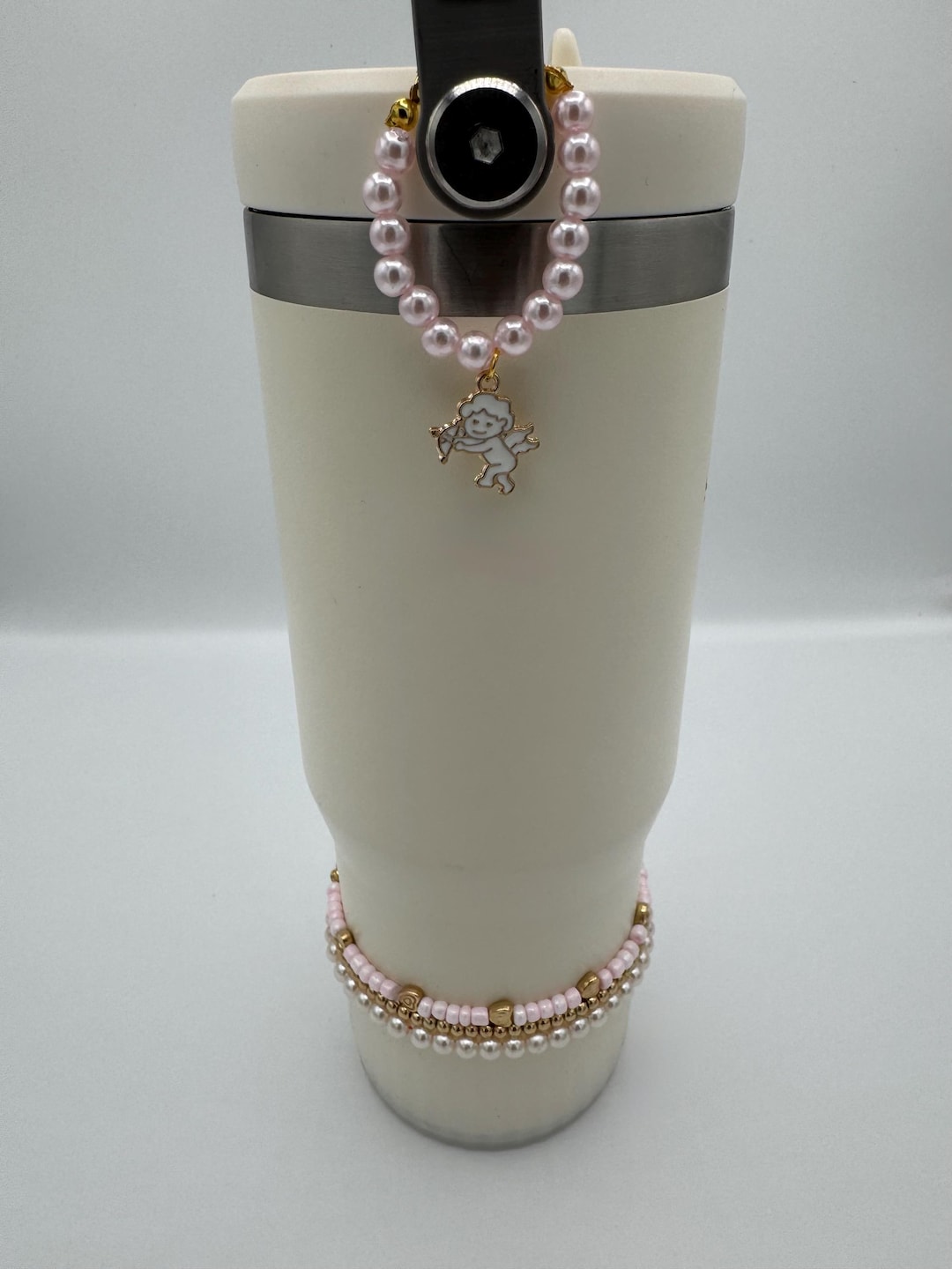 Stanley Tumbler Bracelet 3 Stack - Pink and Gold Heart W/ Charm - Etsy