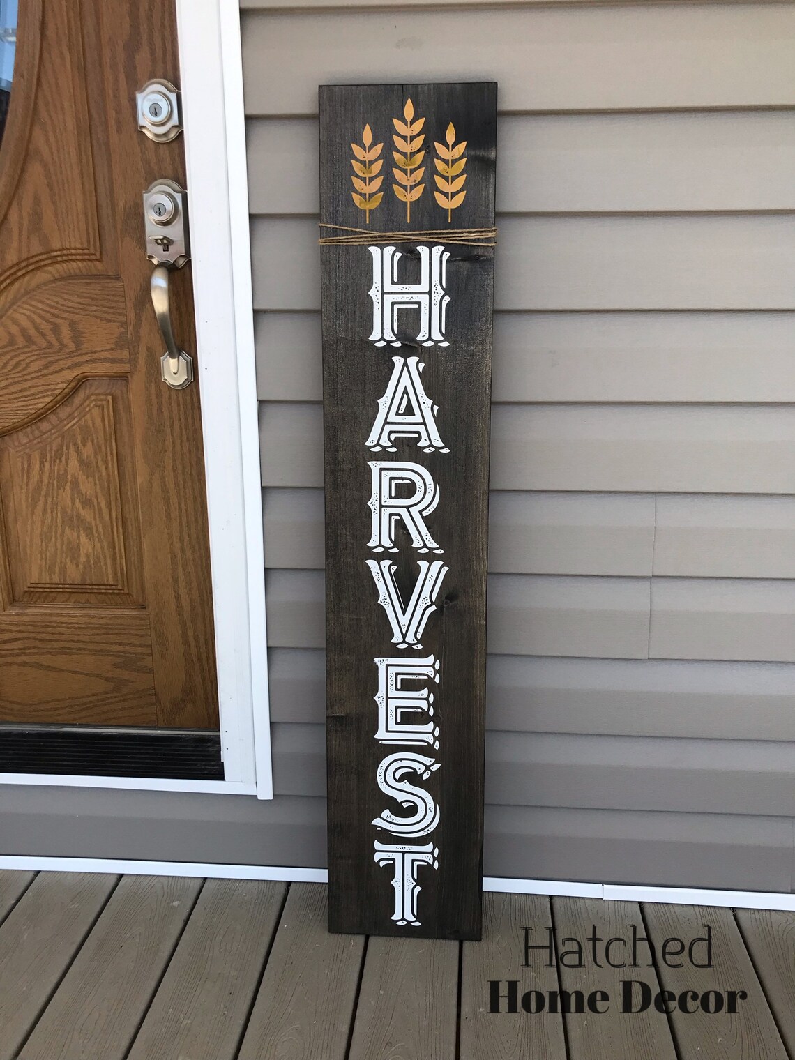 Harvest Porch Leaner Sign With Pumpkins / Gray Black Stained | Etsy