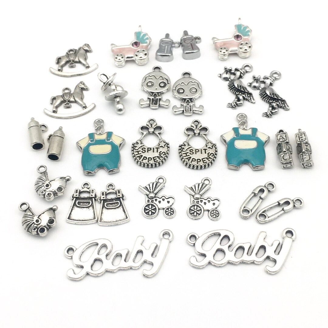 Baby Charms Collection Bulk Baby Shower Silver Ens A 160 Etsy