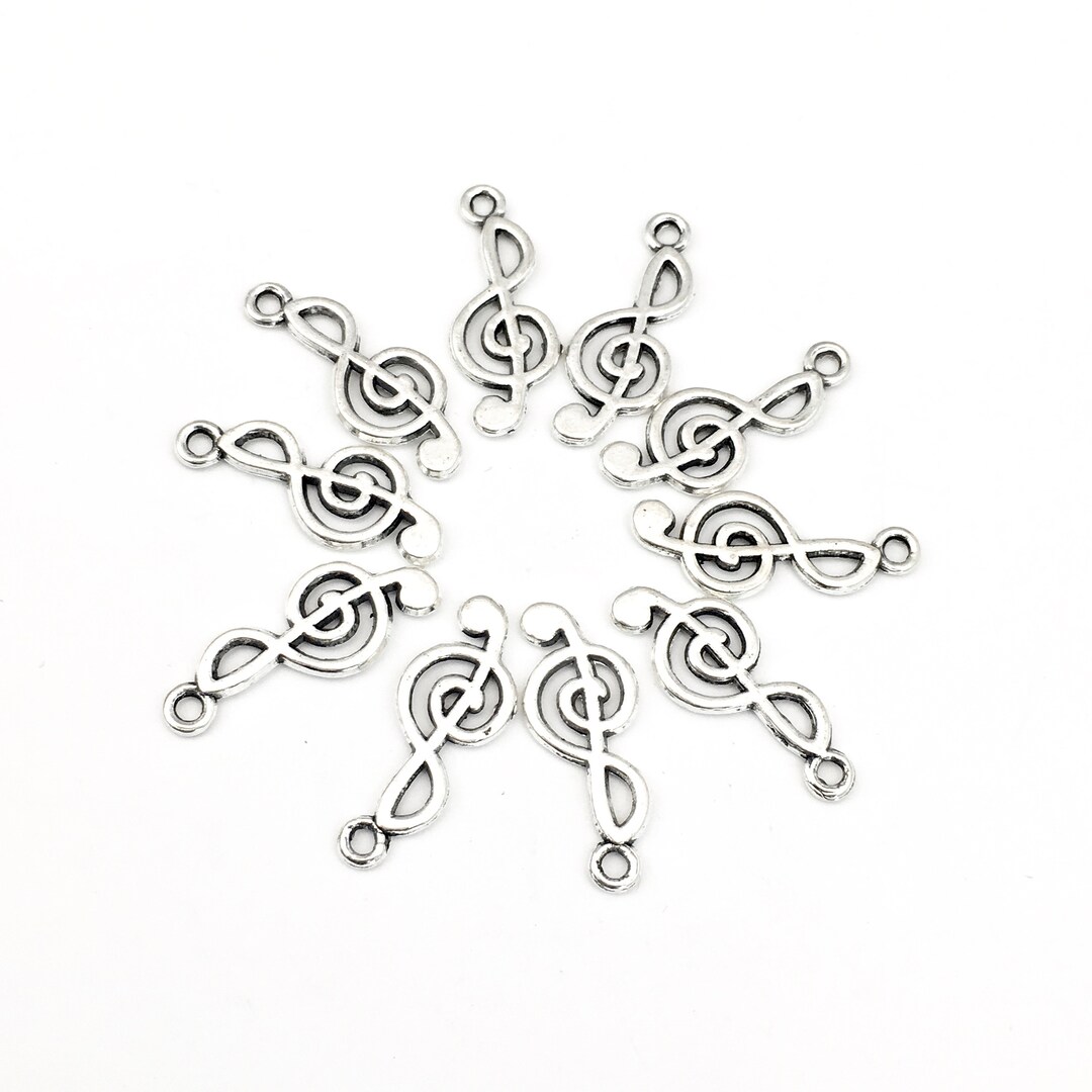 10 Music Note Charms Antique Silver,25.5mm CH 066 - Etsy