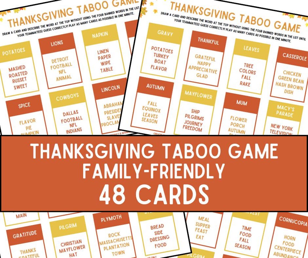 Thanksgiving Taboo Game Family-friendly! - Etsy