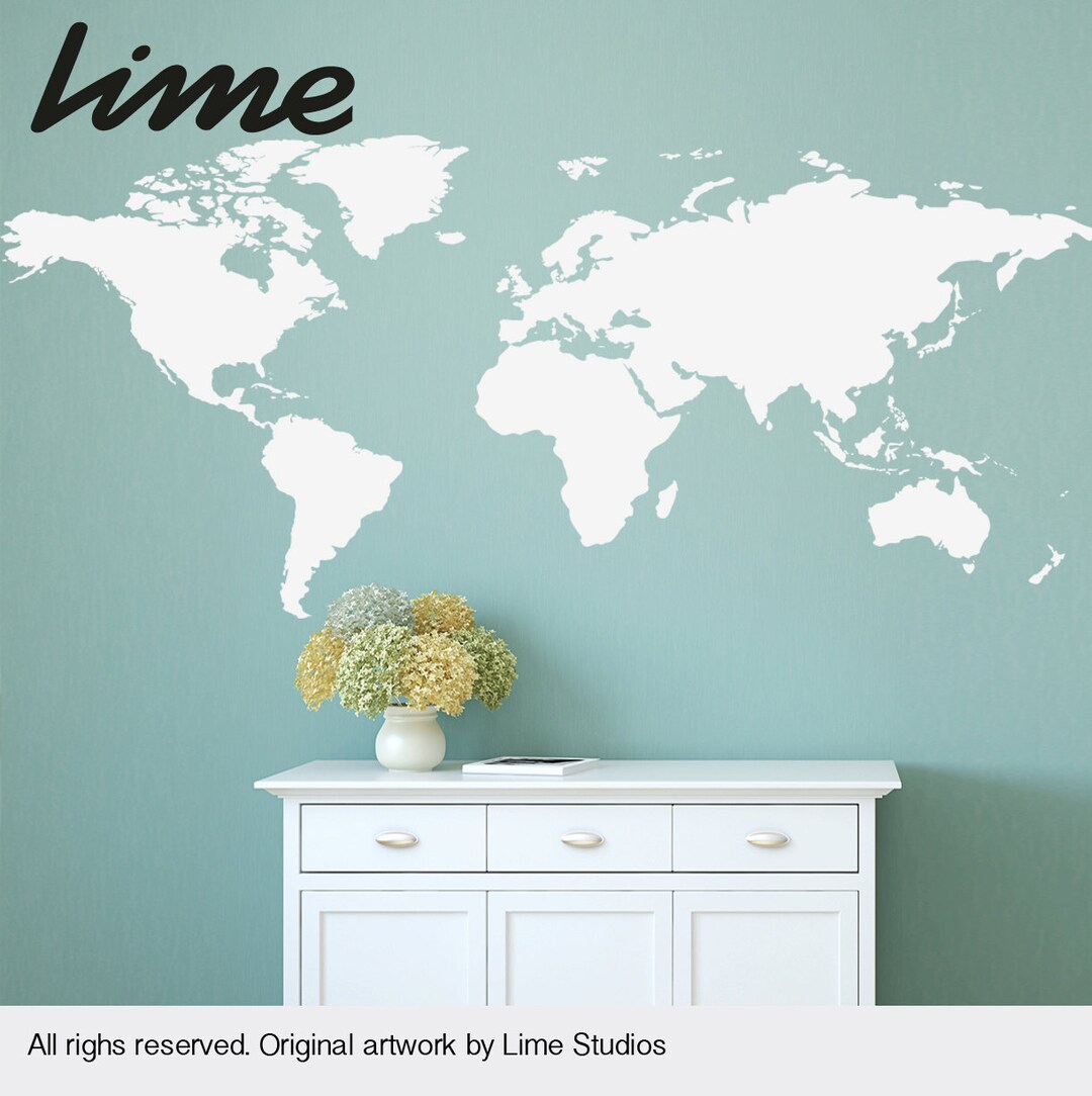 World Map Wall Decal Map Decal Geography Wall Large A0037 - Etsy