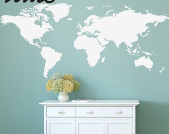 World Map Wall Decal Map Decal Geography Wall Medium - Etsy