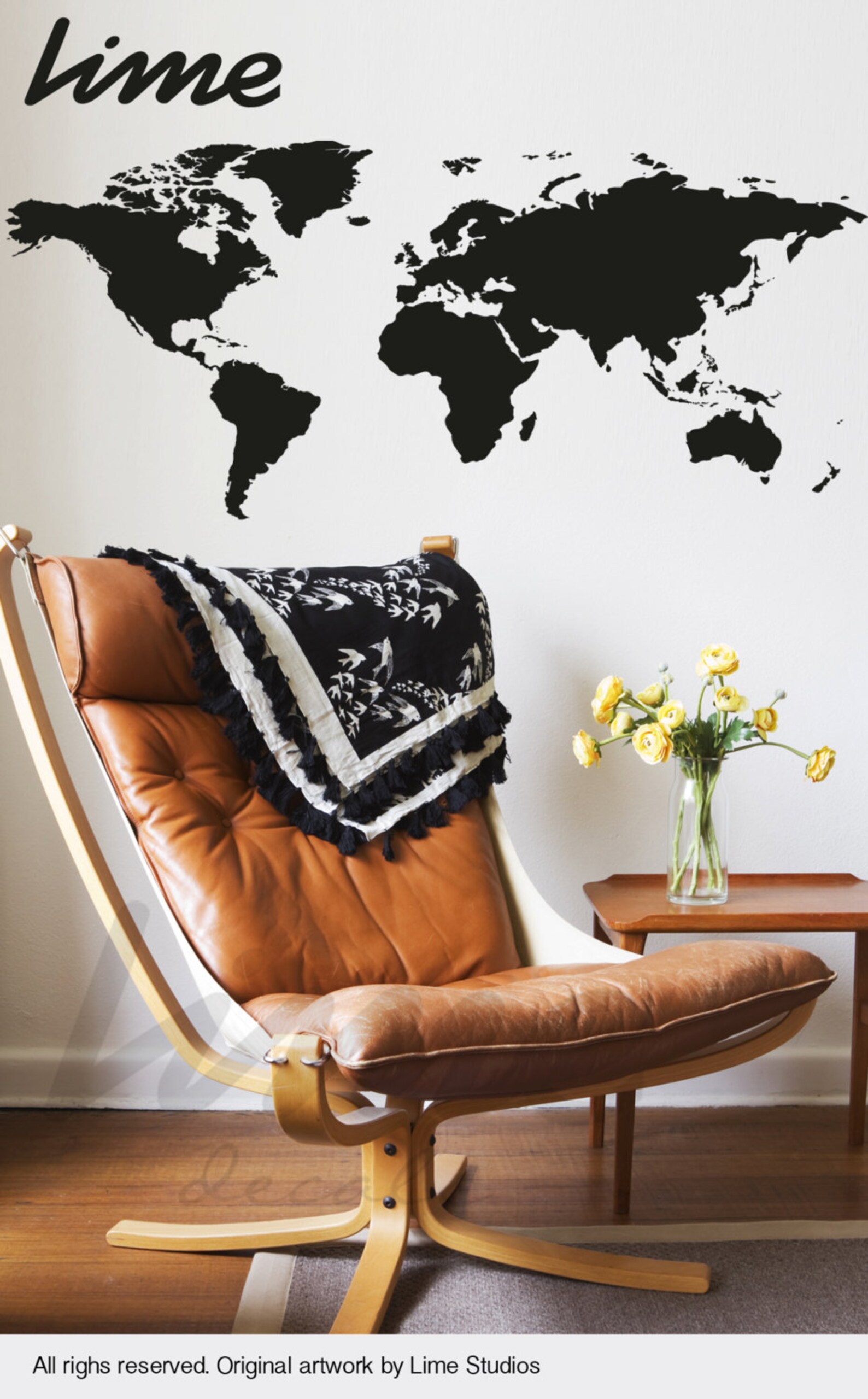 World Map Wall Decal Map Decal Geography Wall Medium - Etsy