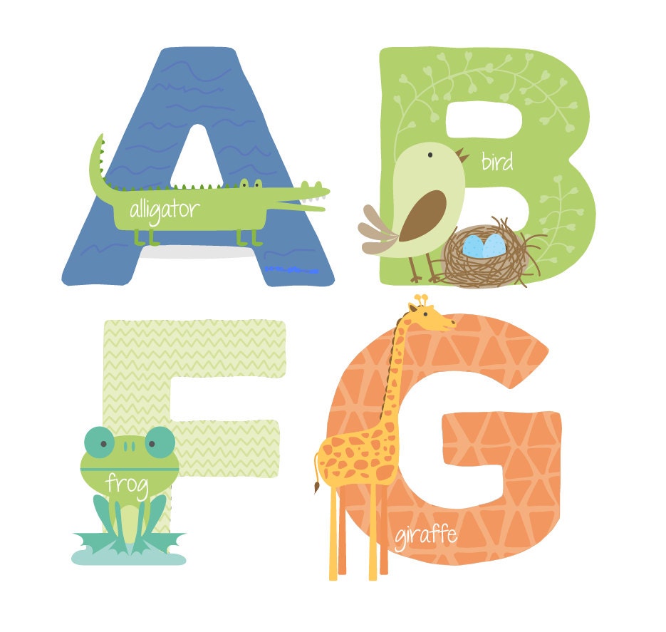 Animals Alphabet Decals Letters Stickers for Kids Babies | Etsy