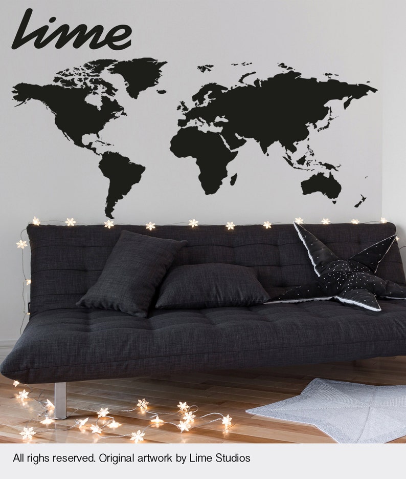 World Map Wall Decal Map Decal Geography Wall Large - Etsy