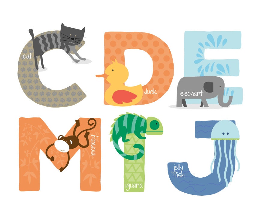 Animals Alphabet Decals Letters Stickers for Kids Babies | Etsy