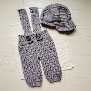 Newborn Train Conductor Outfit, Hat & Suspenders Pants for Newborn Boy ...