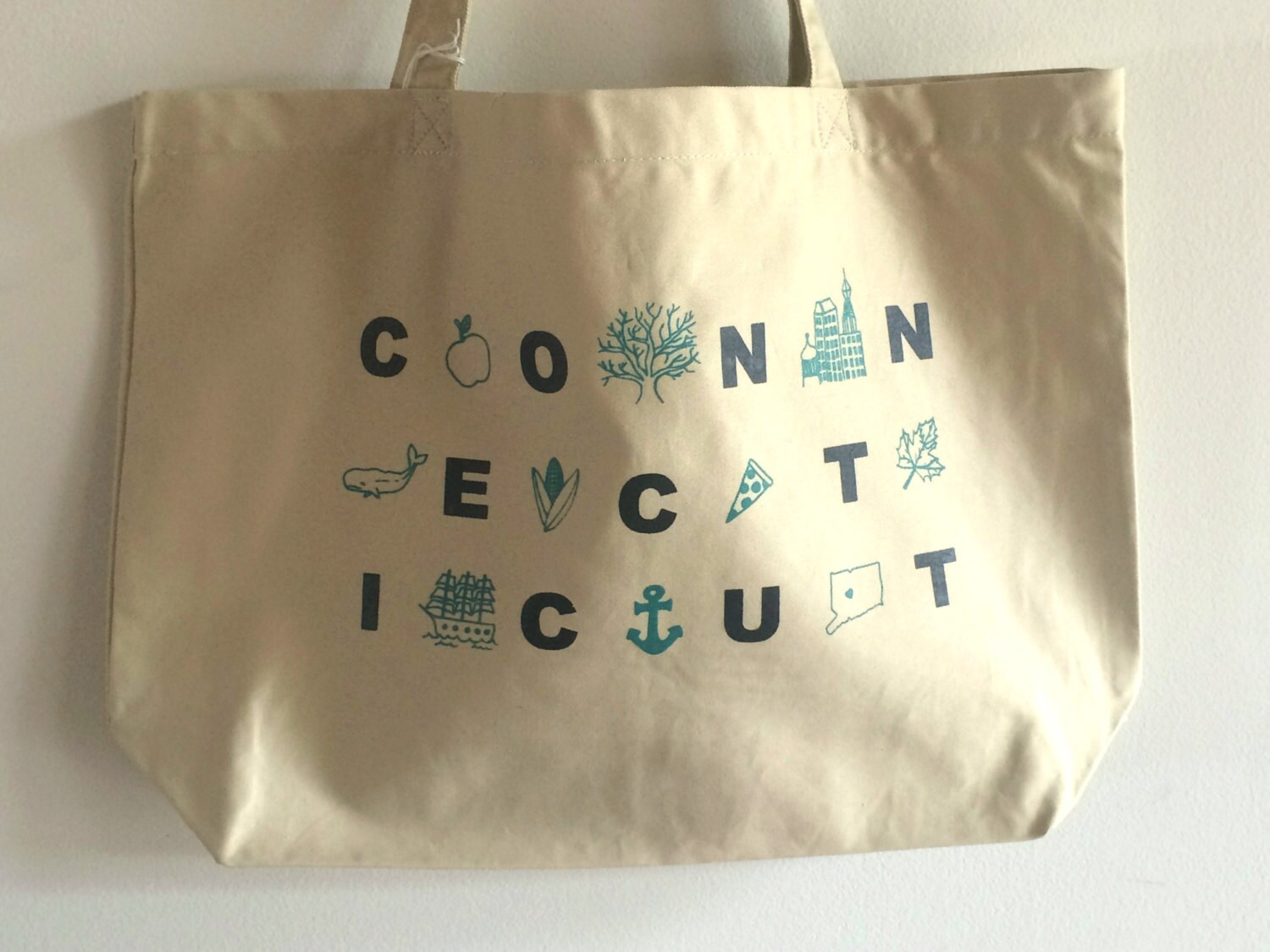 Connecticut Tote Bag, Screen Printed Organic Cotton Reusable Bag - Etsy