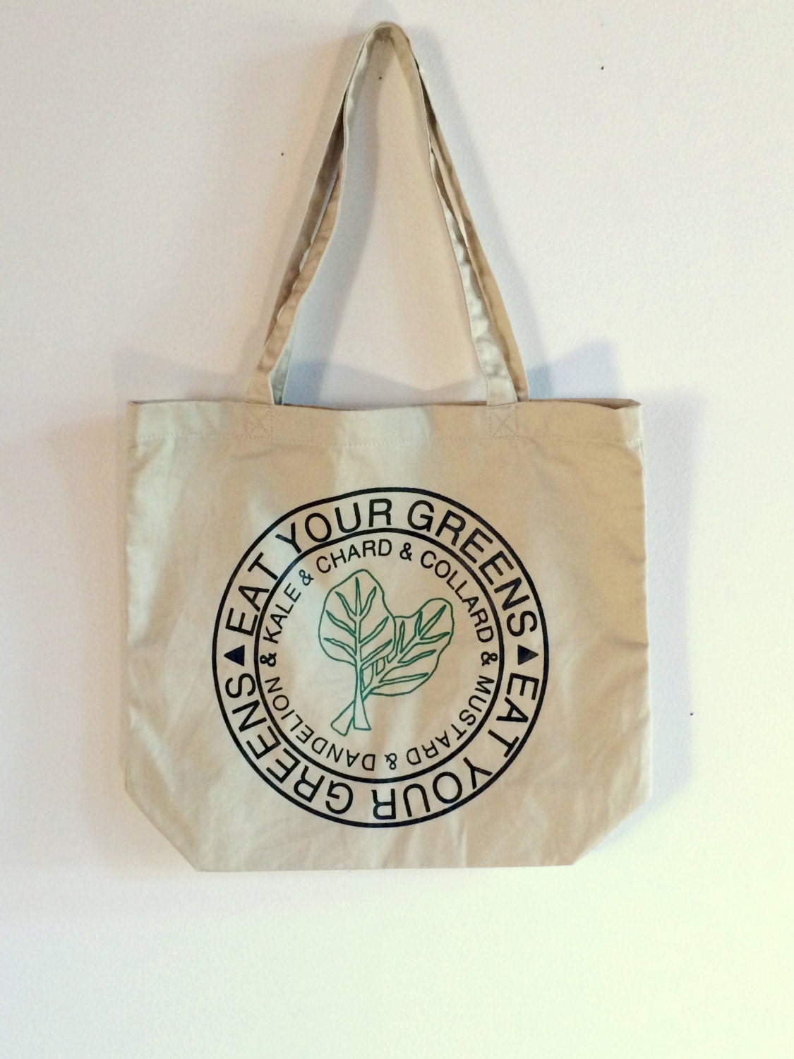 Kale Tote Bag, Eat Your Greens Tote Bag, Market Tote, Reusable Bag ...
