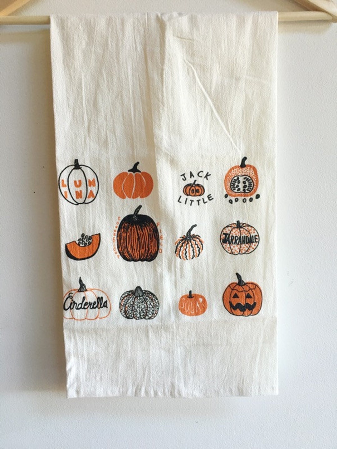 Pumpkin Tea Towel, Halloween Tea Towel, Flour Sack Tea Towel, Hostess ...