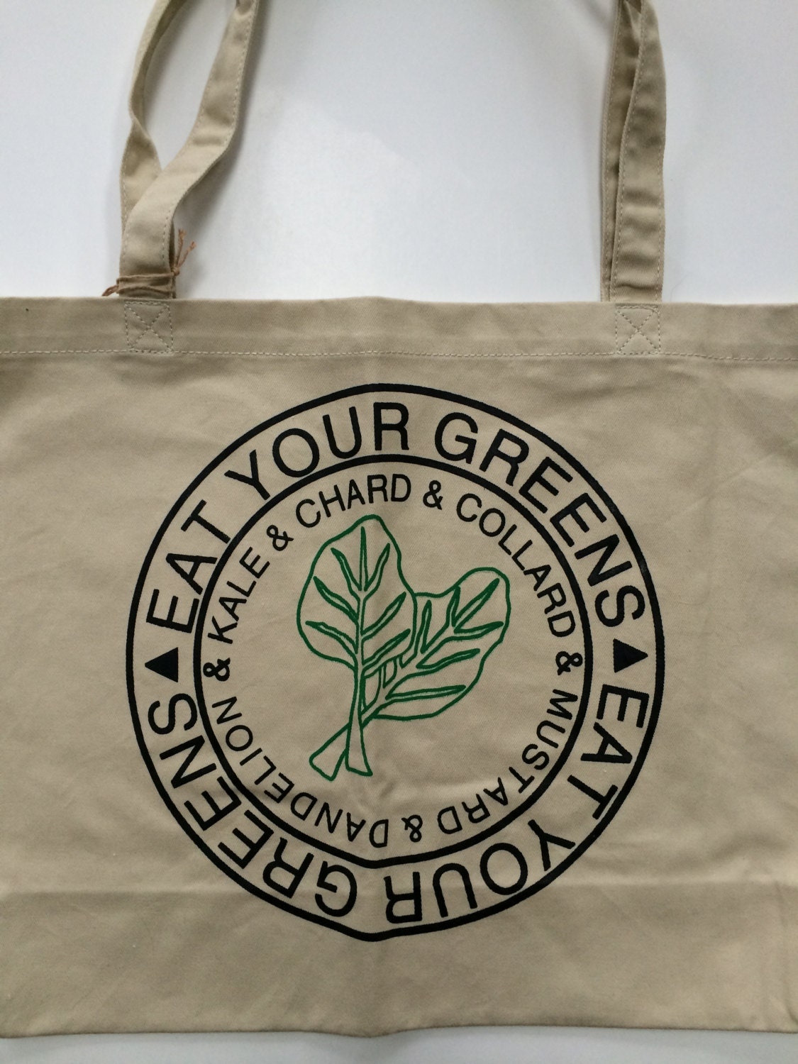 Kale Tote Bag, Market Tote, Eat Your Greens Tote Bag, Screen Printed ...