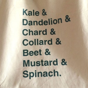 Kale Tote Bag, Screen Printed Organic Cotton Reusable Bag - Etsy