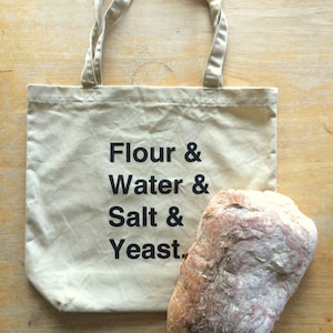 Bread Ingredients Organic Cotton Tote Bag, Screen Printed Reusable ...