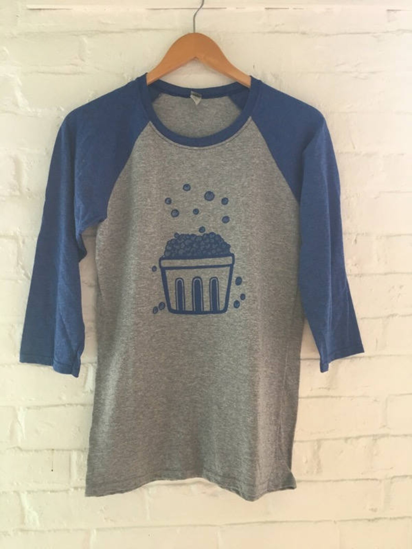 Blueberry Shirt Raglan Shirt Graphic Tee Screen Printed T - Etsy