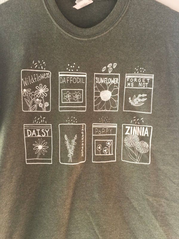 Garden Shirt, Flower Shirt Screen Print T-shirt, Graphic Tee, Gardening ...