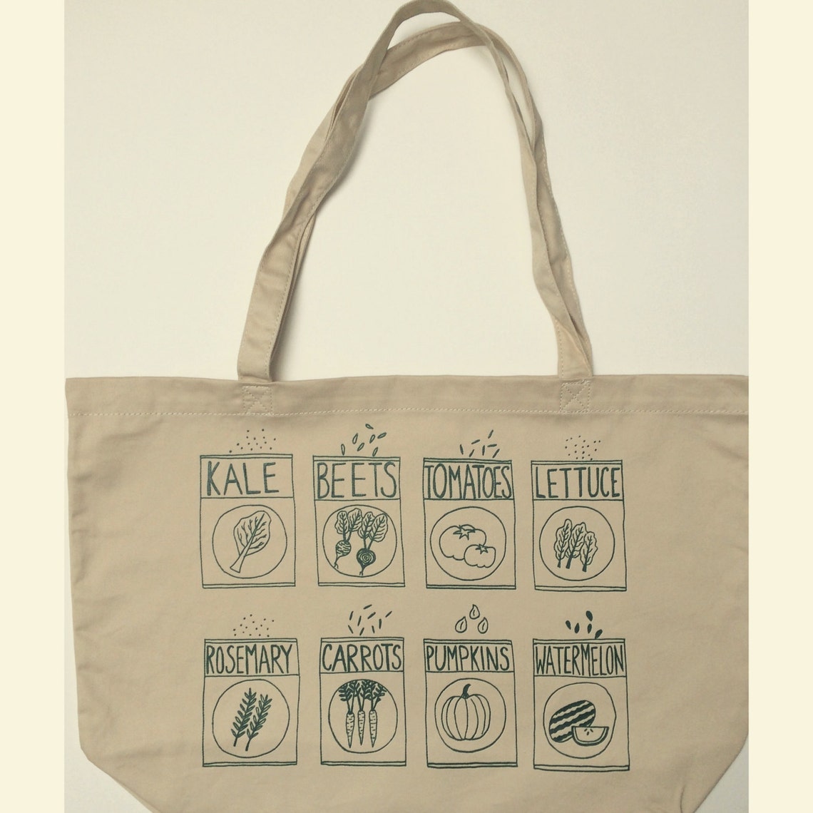 Garden Tote Bag, Market Tote, Kale Tote, Food Tote, Reusable Bag - Etsy