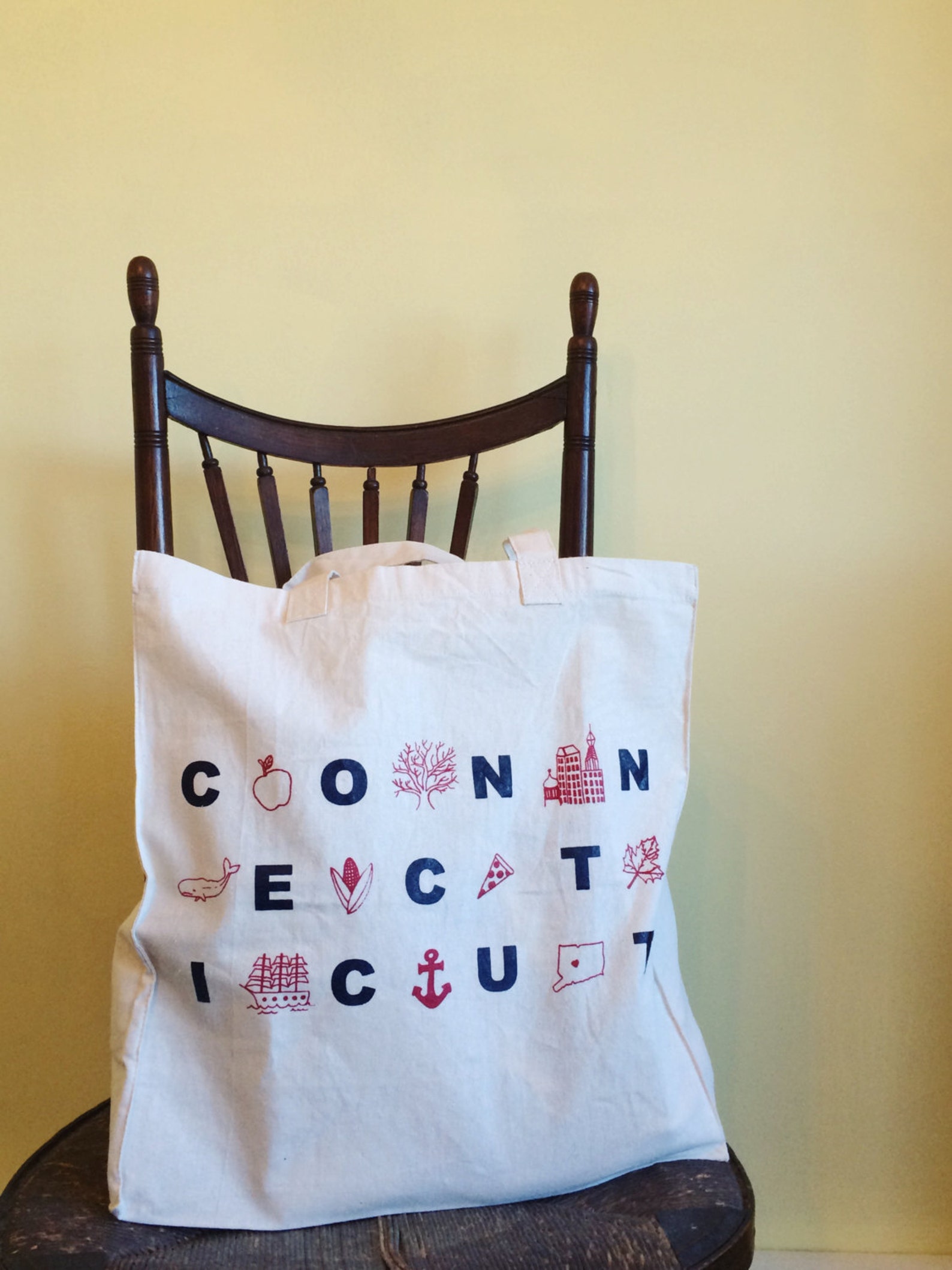 Connecticut Tote Bag Screen Printed Cotton Reusable Bag - Etsy