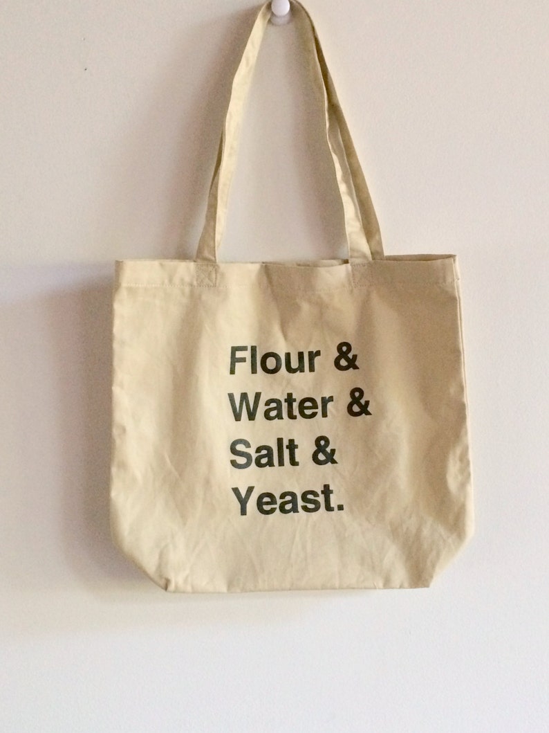 Bread Ingredients Organic Cotton Tote Bag, Screen Printed Reusable ...