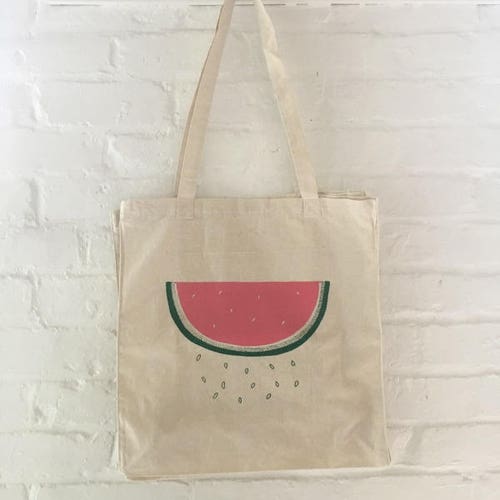 Strawberry Tote Bag Screen Printed Cotton Reusable Bag Etsy