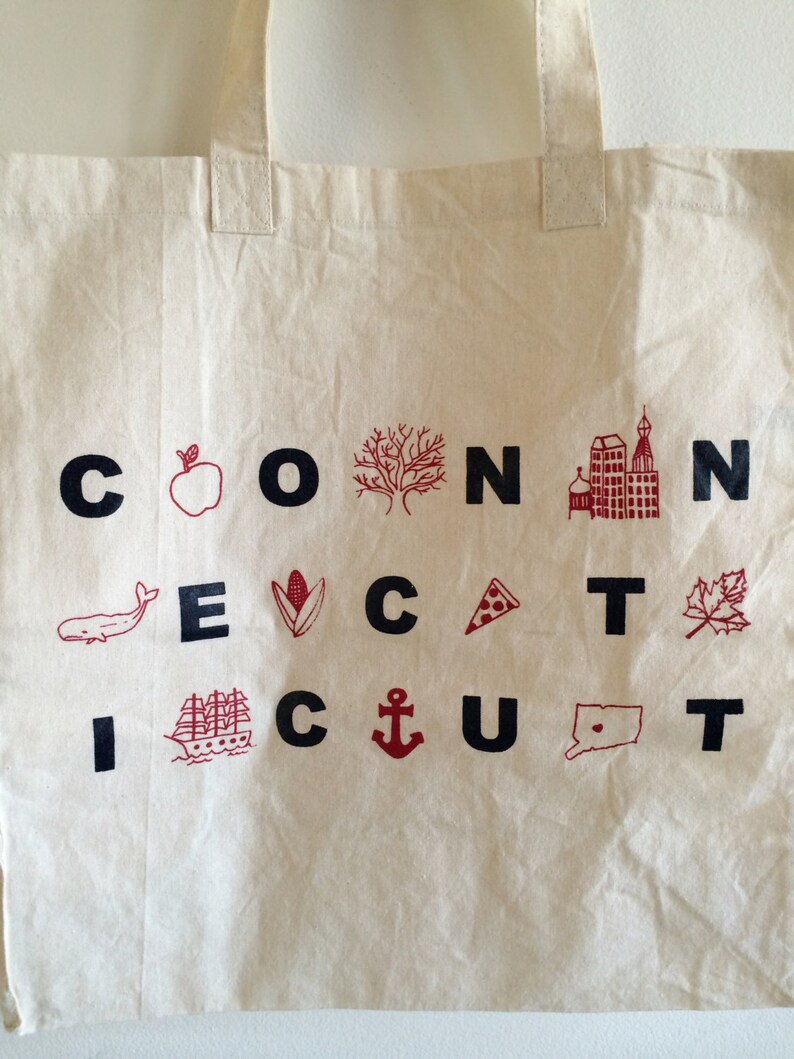Connecticut Tote Bag Screen Printed Cotton Reusable Bag - Etsy