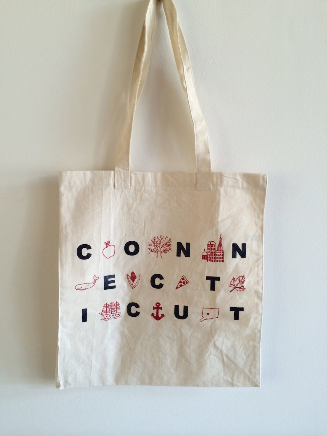 Connecticut Tote Bag, Screen Printed Cotton Reusable Bag - Etsy