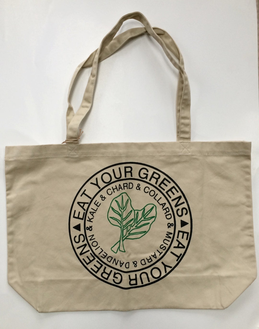 Kale Tote Bag, Market Tote, Eat Your Greens Tote Bag, Screen Printed ...