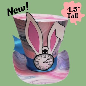 XL 4.5" Tall White Rabbit Top Hat, Alice in Wonderland Tea Party Hats ...