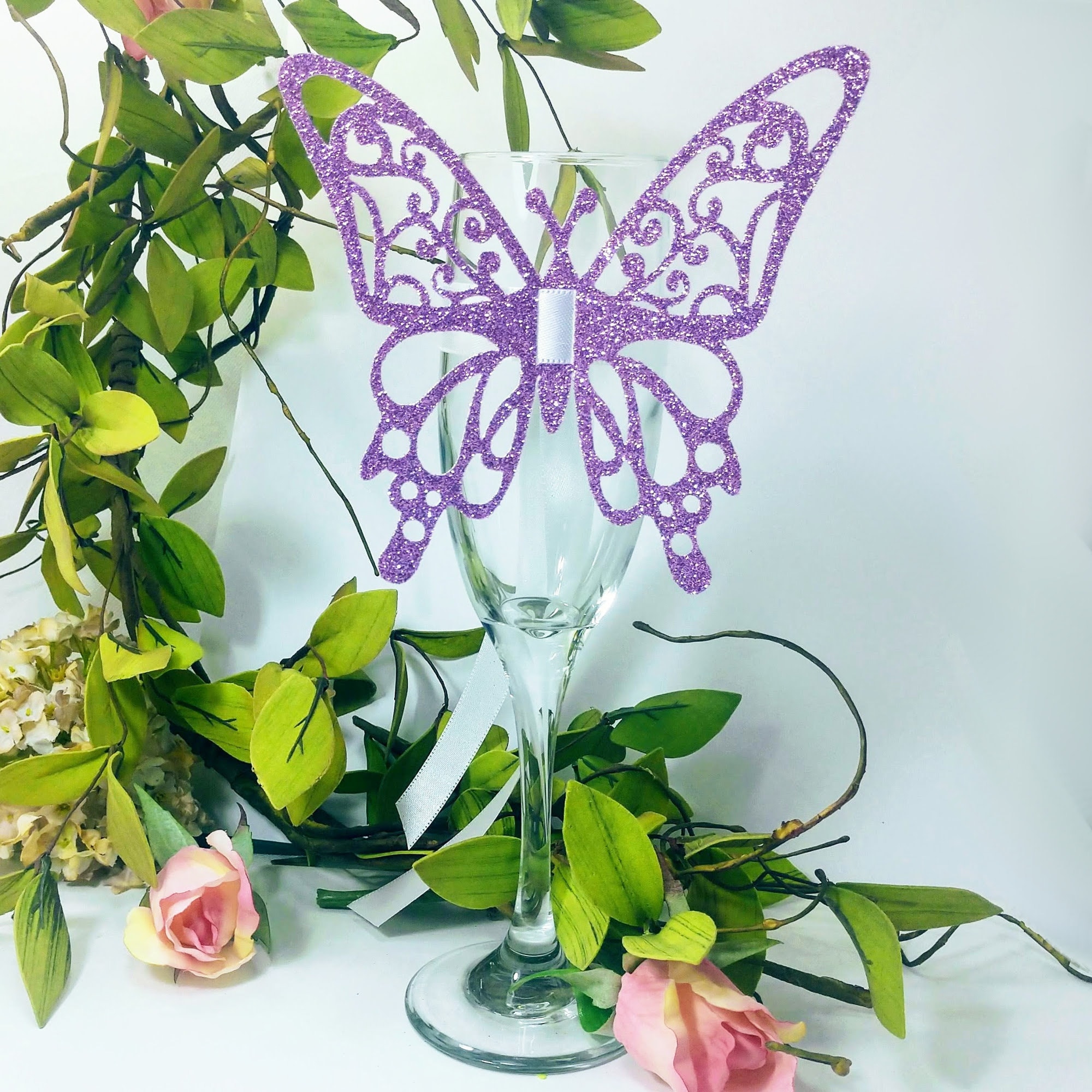 Butterfly Champagne Flute Decorations Set of 5 Lilac | Etsy