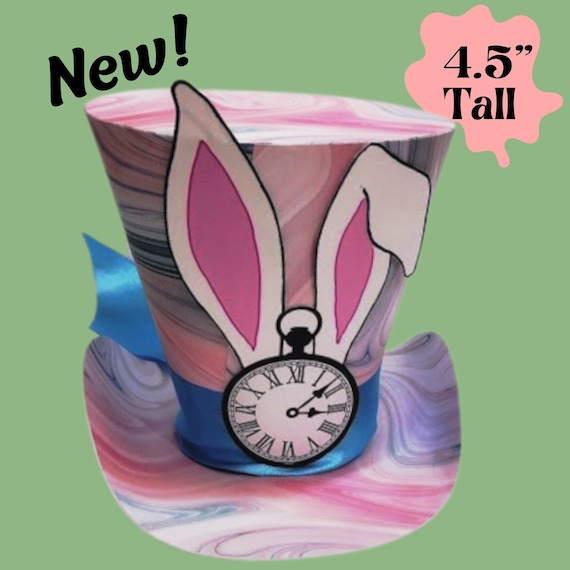 Large 4.5" Tall White Rabbit Top Hat, Alice in Wonderland Tea Party ...