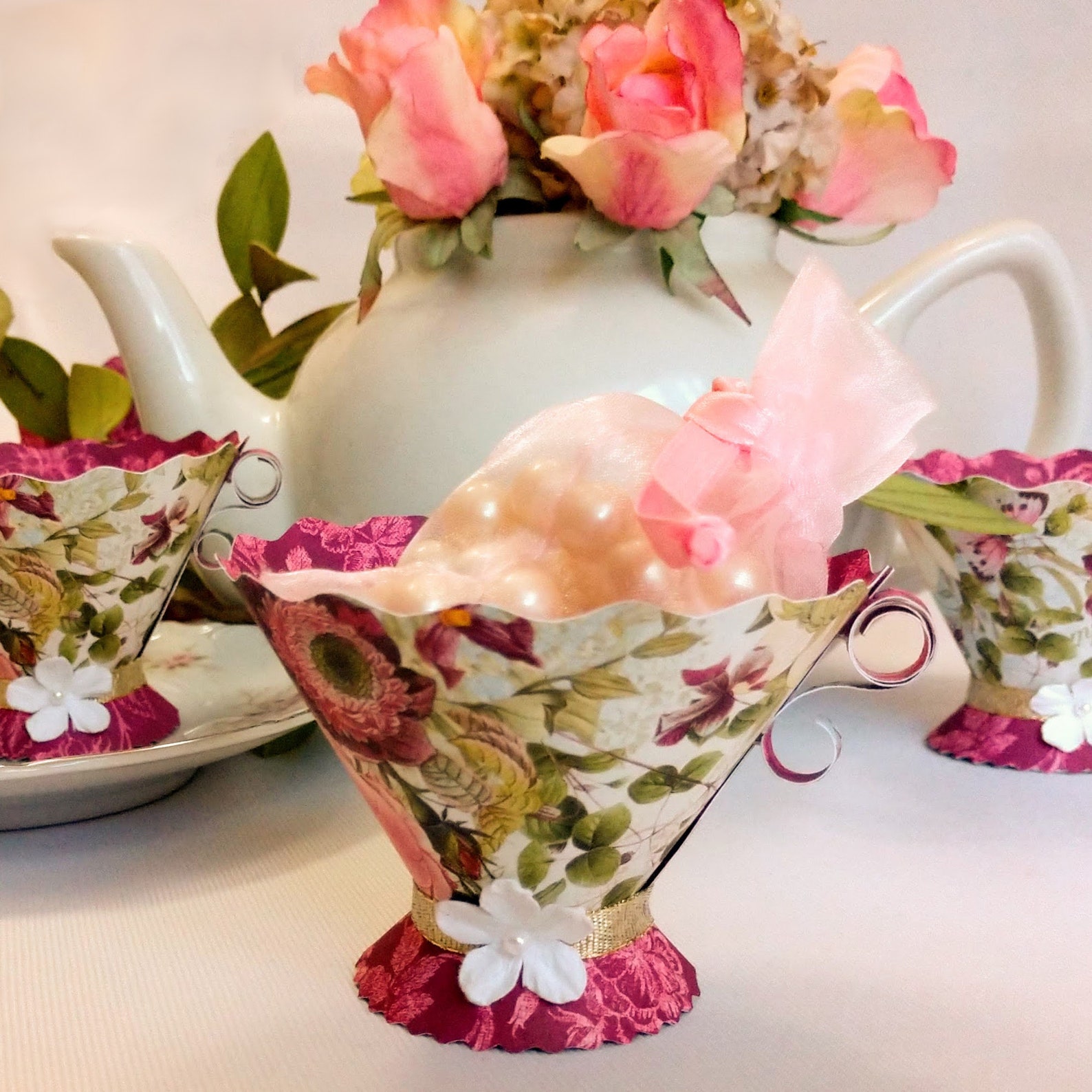 Tea Party Paper Teacup Party Favors Set of 5 - Etsy