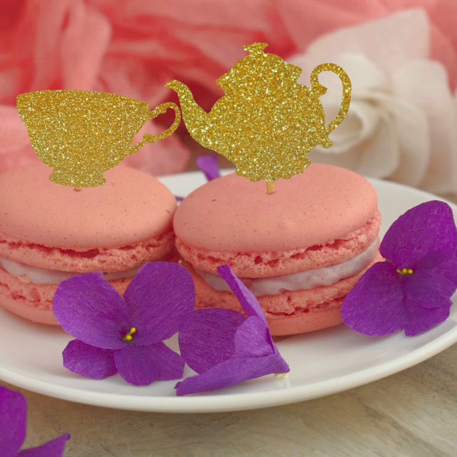 Glitter Teapot and Teacup Cupcake Topper Tea Sets food Picks - Etsy