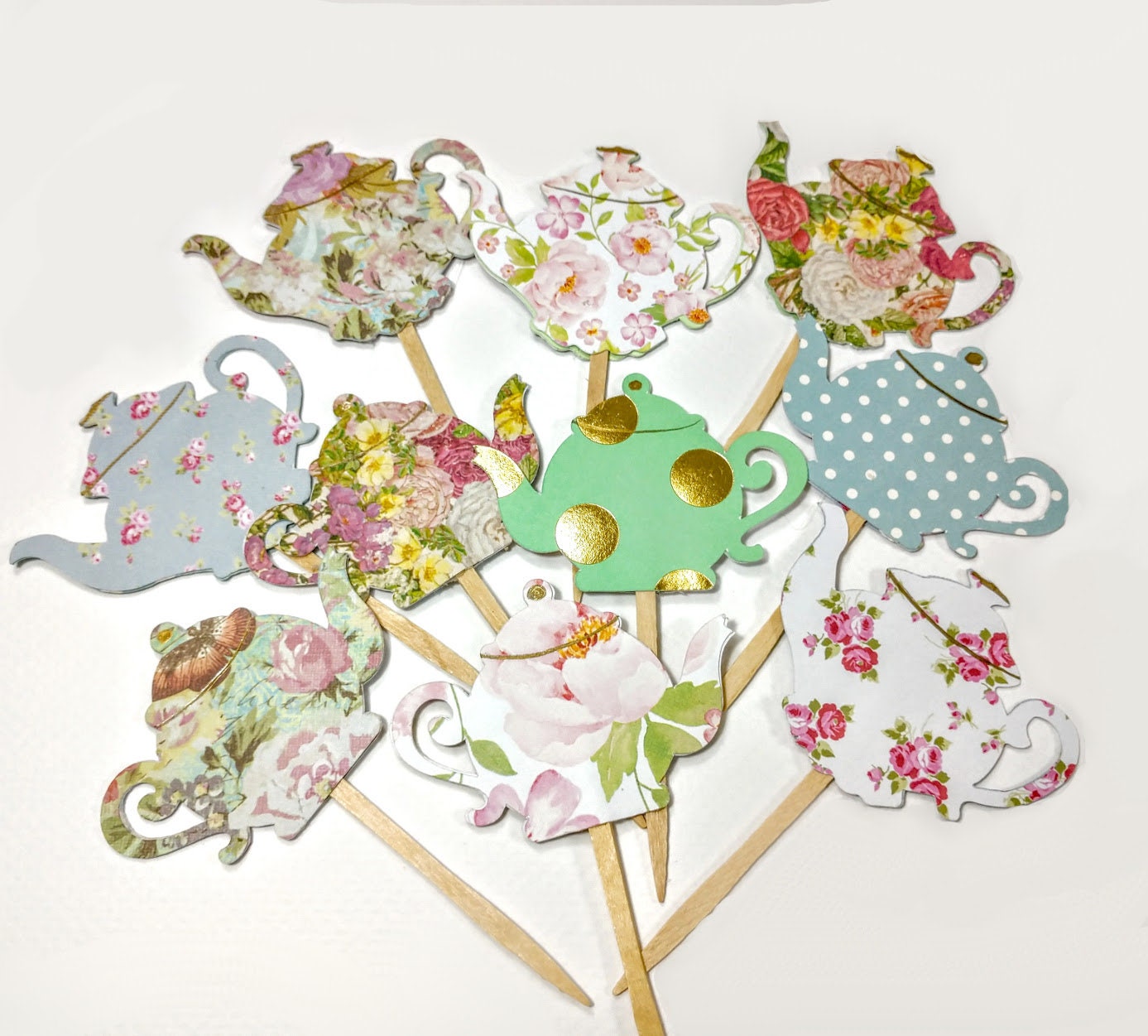 Tea Party Teapot Cupcake Toppers High Tea or Afternoon Tea - Etsy