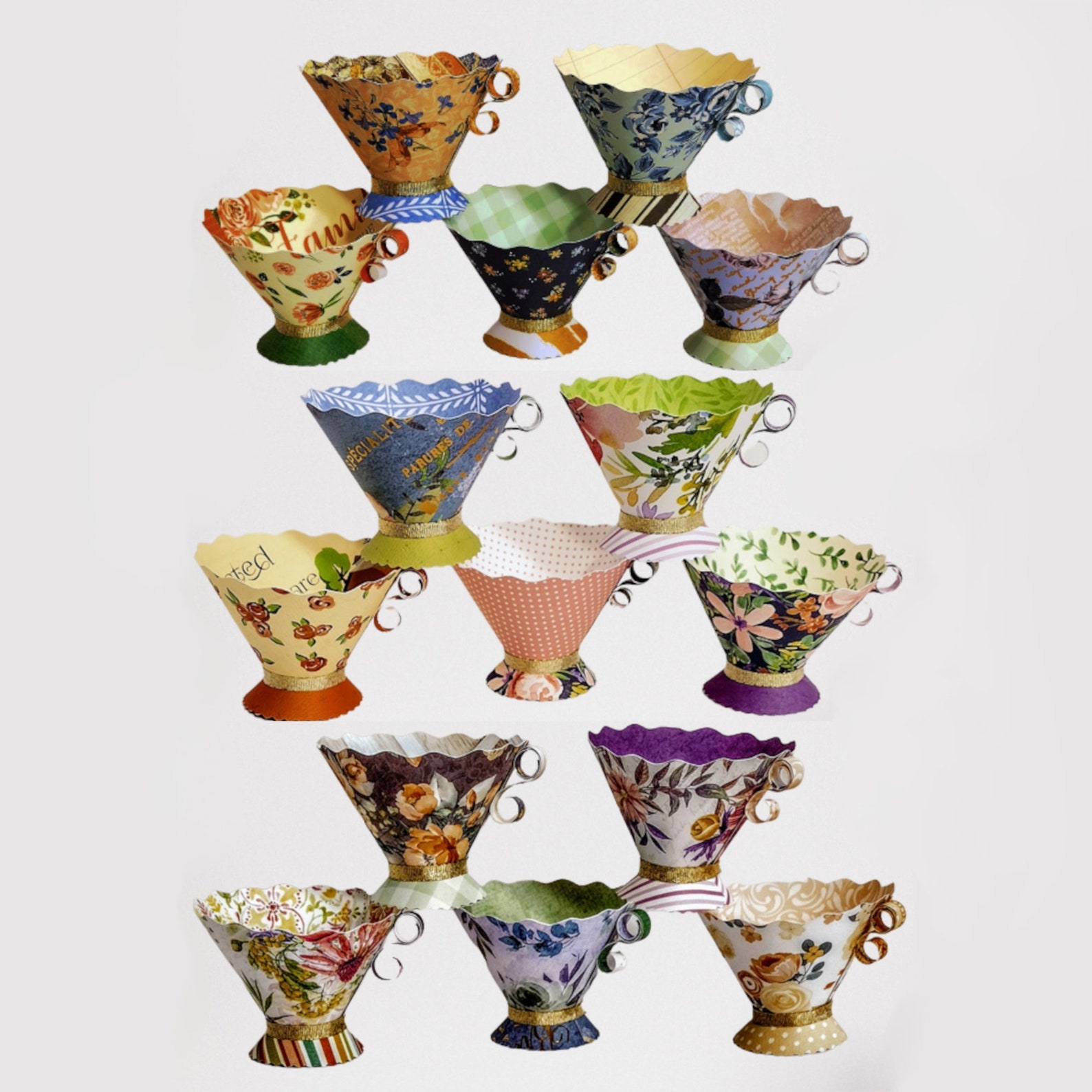 High Tea Paper Tea Cups, Tea Party Favors, Alice in Wonderland Tea ...