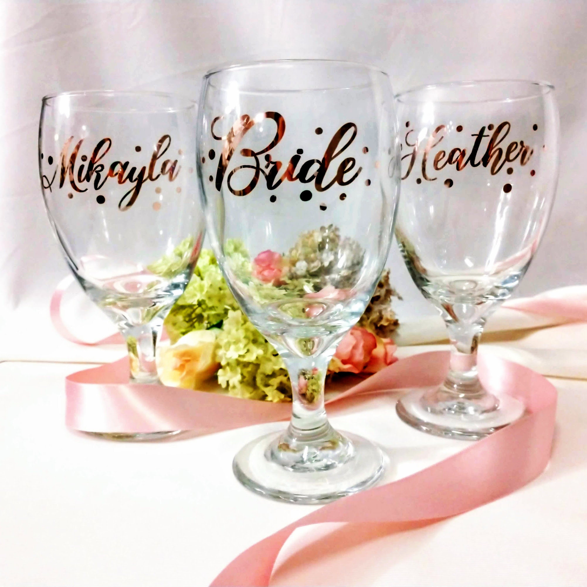 Personalized Bridesmaid Glass Goblet | Etsy